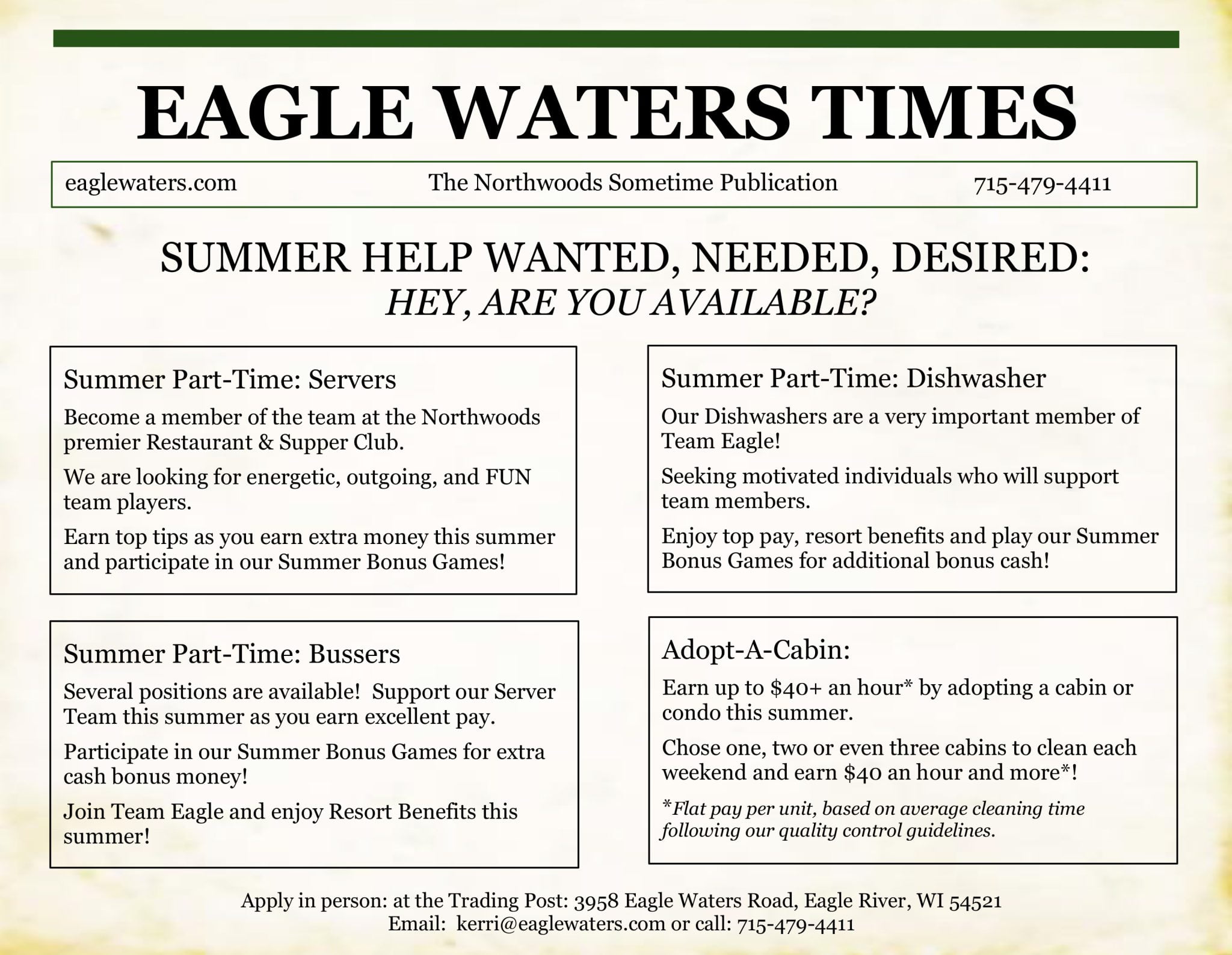 Restaurant • Eagle Waters Resort